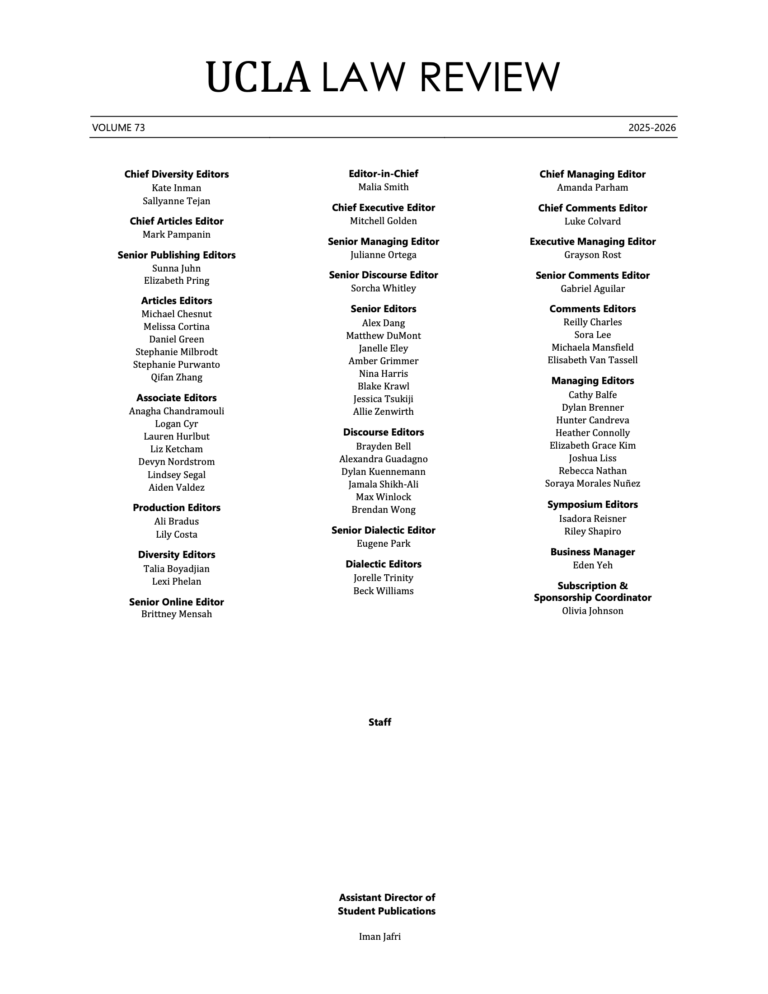Volume 73 | UCLA Law Review